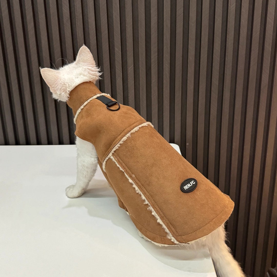 Furry Leather Jacket for Hairless Cat Sphynx Cat Clothing - Etsy