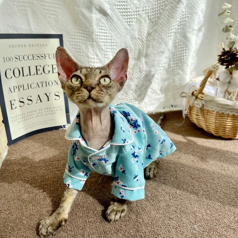 Cozy Cat Pajamas Sphynx Cat Clothes Corduroy Clothing for - Etsy