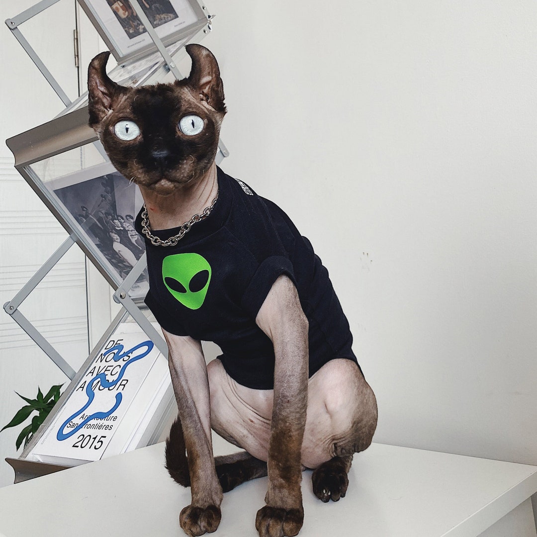 Alien Print Cotton T-shirt for Sphynx Cat Hairless Cat Black - Etsy