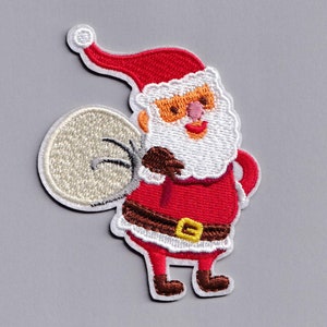 Kids Santa Claus Patch Iron-on Embroidered Santa With Sack Patches Xmas ...