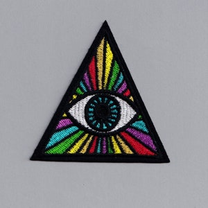 All Seeing Eye Iron on Patch Embroidered Third Eye Triangle Evil Eye ...