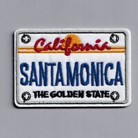 Santa Barbara Patch - California, Palm Tree, Dolphin Badge 3.5" (iron ...