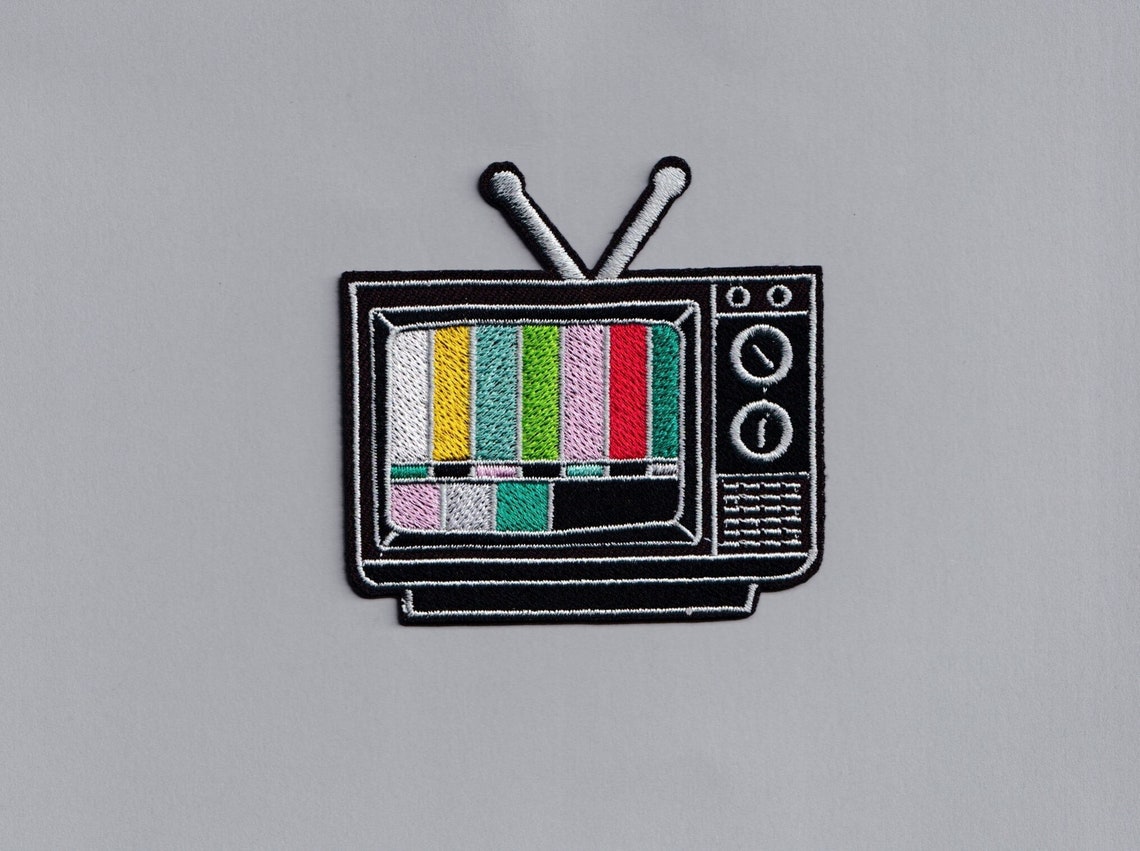 Embroidered Iron-on Retro TV Test Card Patch Television 80s Applique - Etsy