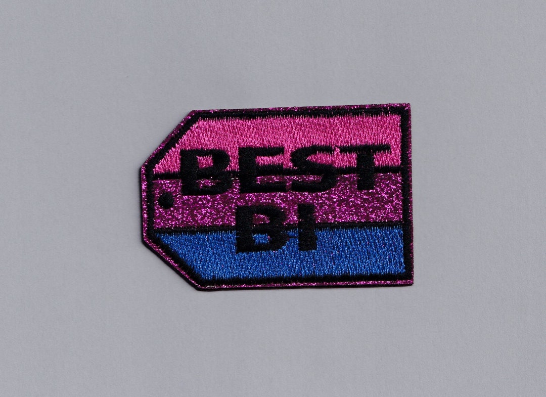 Glittery Best Bi Patch Bisexual Flag Applique Iron-on Embroidered LGBTQ ...