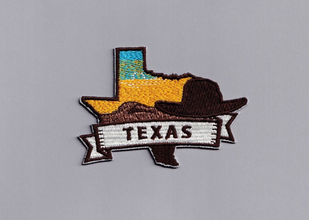 Texas State Map Patch Embroidered Iron-on Texas Travel Patch Applique ...