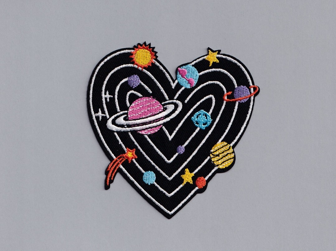 Solar System Patch Embroidered Iron-on Space Heart Applique Patches - Etsy