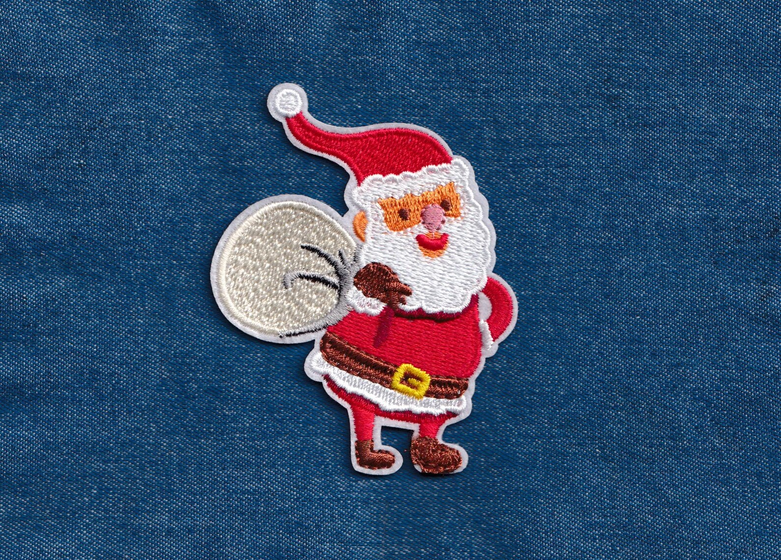 Kids Santa Claus Patch Iron-on Embroidered Santa With Sack Patches Xmas ...