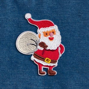 Kids Santa Claus Patch Iron-on Embroidered Santa With Sack Patches Xmas ...