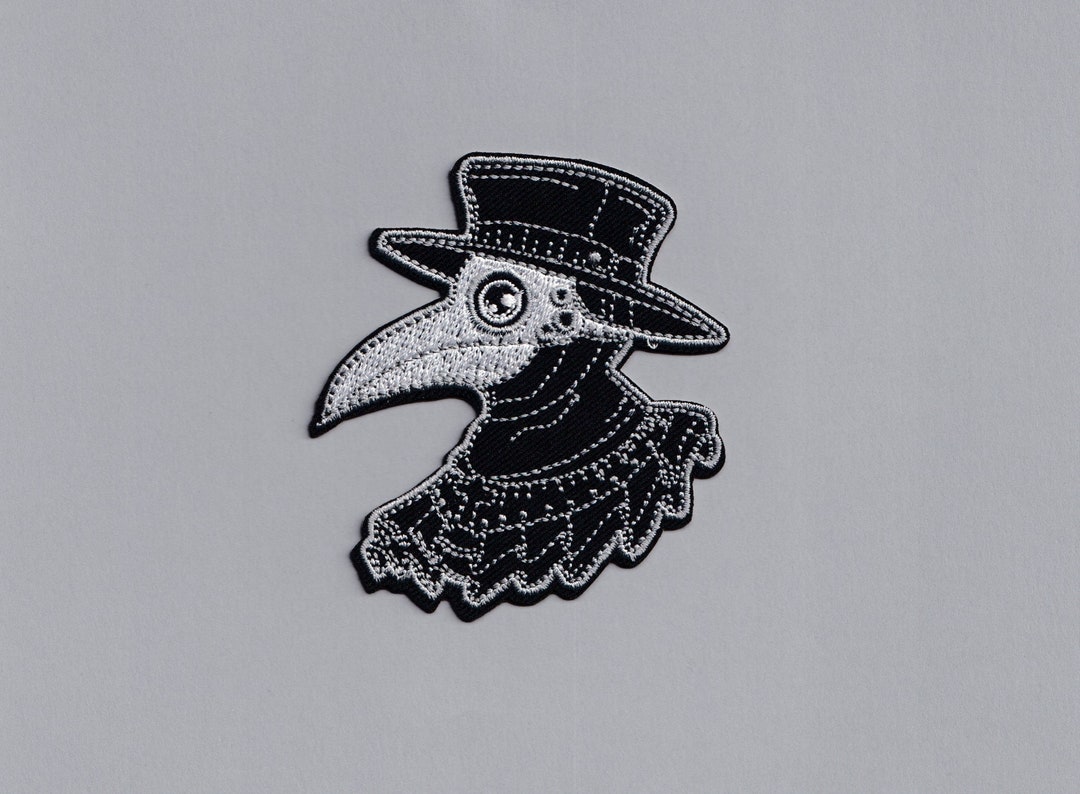 Black White Plague Doctor Patch Iron-on Embroidered Patch Applique ...