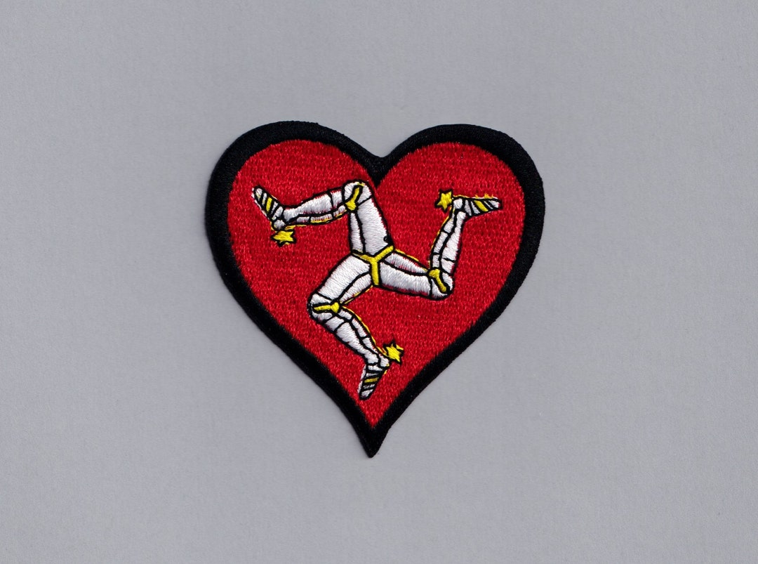 Isle of Man Patch Applique Iron-on Embroidered Isle of Man Heart ...