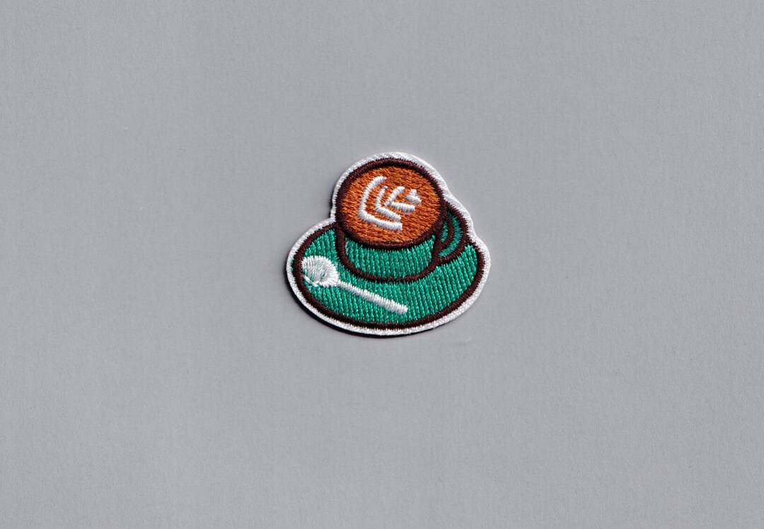 Green Coffee Cup Patch Applique Iron-on Embroidered Cup of Coffee ...