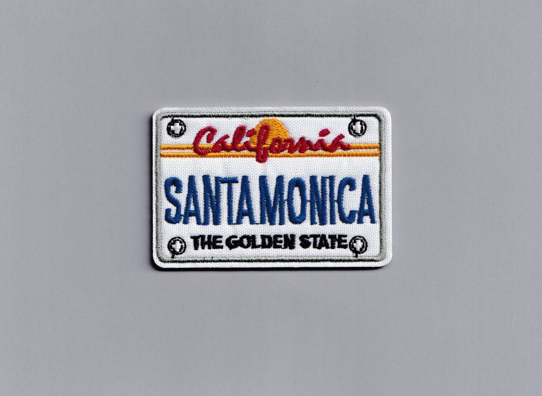 Santa Monica License Plate Patch Applique Iron-on Embroidered Santa ...