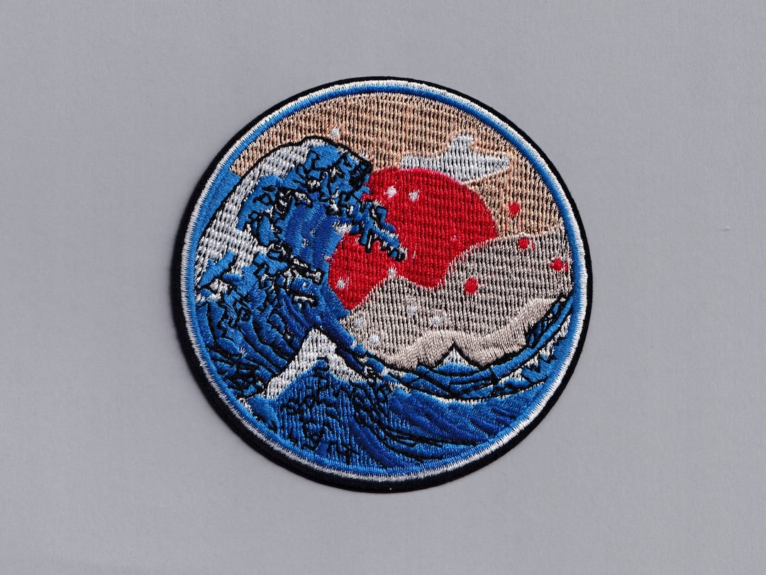 Large the Great Wave off Kanagawa Patch Hokusai Iron on Embroidered ...