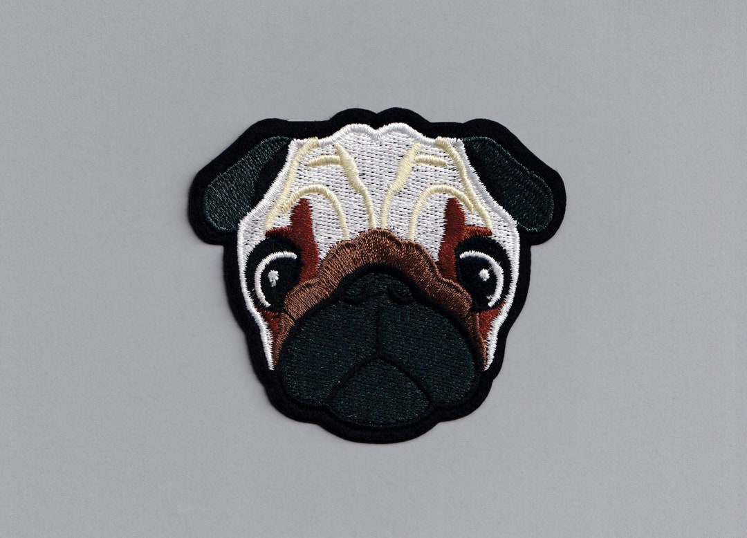Iron on Embroidered Pug Patch Fawn Dog Embroidery Applique Badge - Etsy ...