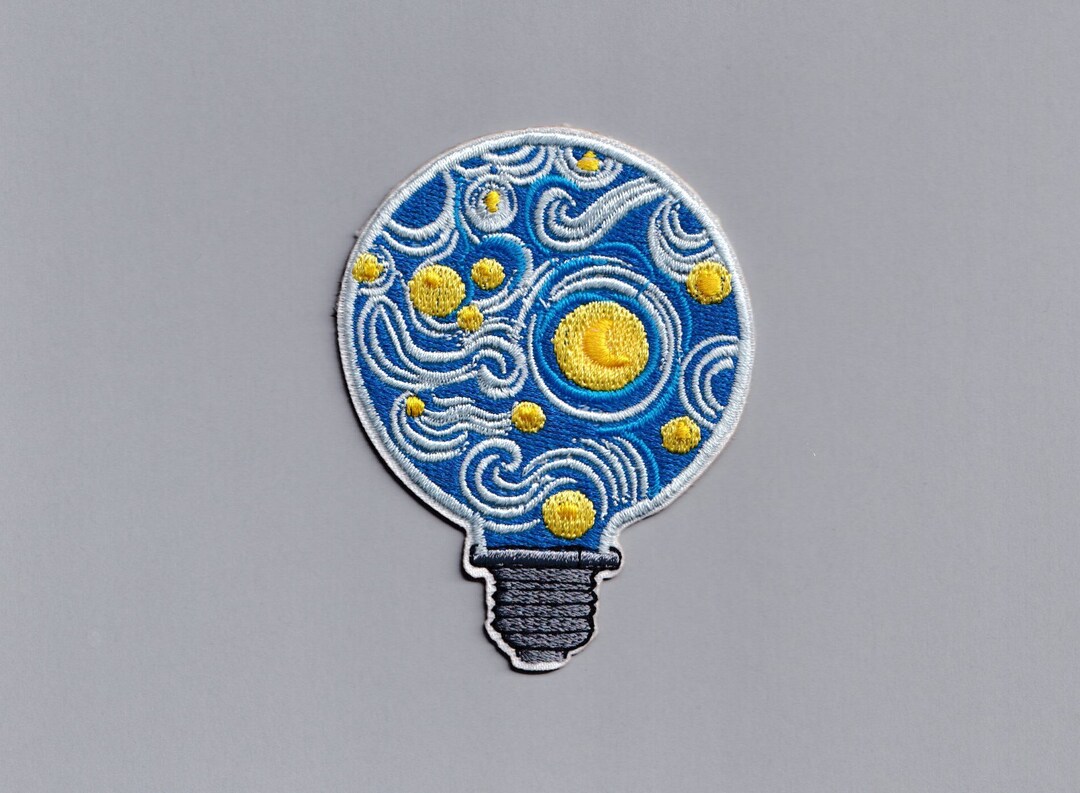 Embroidered Van Gogh Lightbulb Patch Applique Iron-on Starry Night Vincent Van Gogh Patch - Etsy