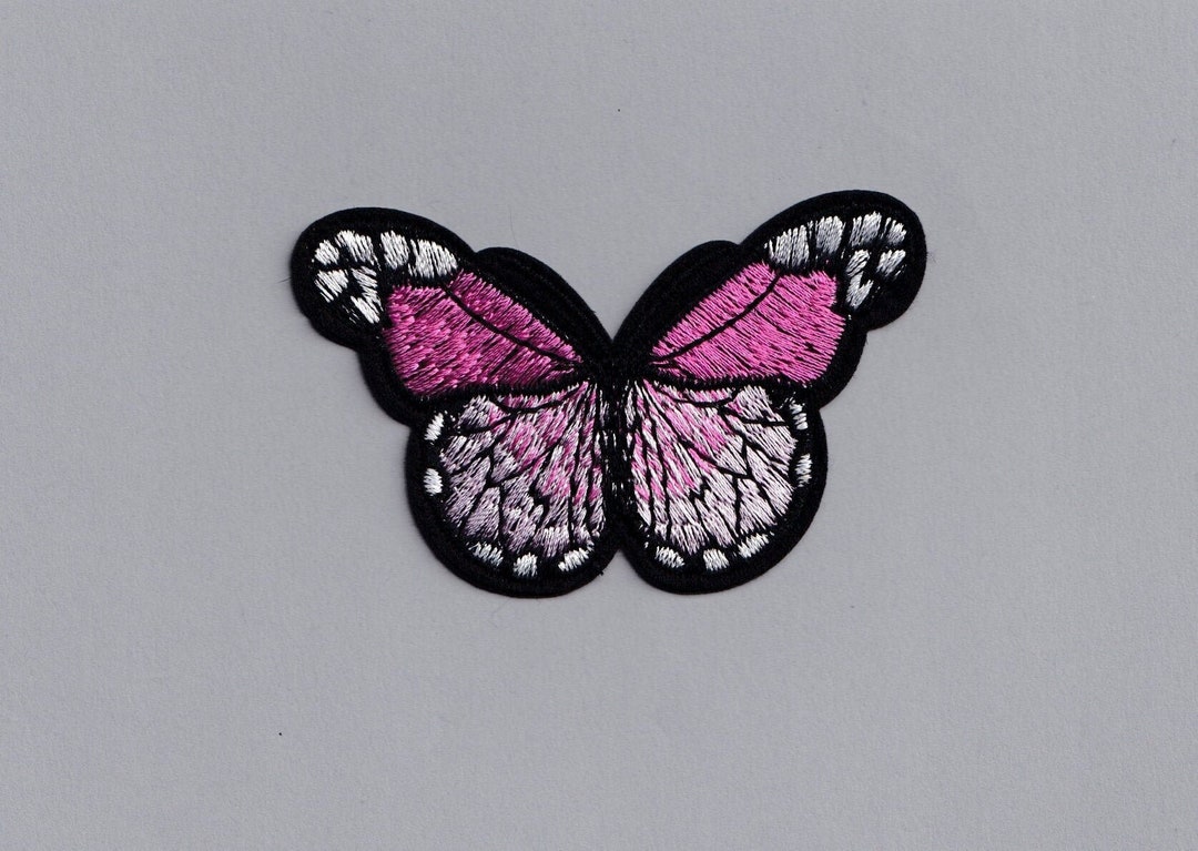 Embroidered Light Pink Baby Pink Butterfly Patch Iron-on Insect ...