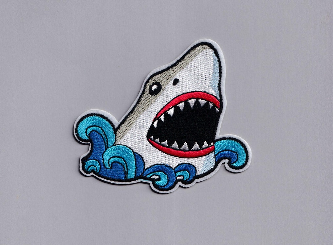 Awesome Shark Patch Iron-on Embroidered Shark Head Applique Patches - Etsy