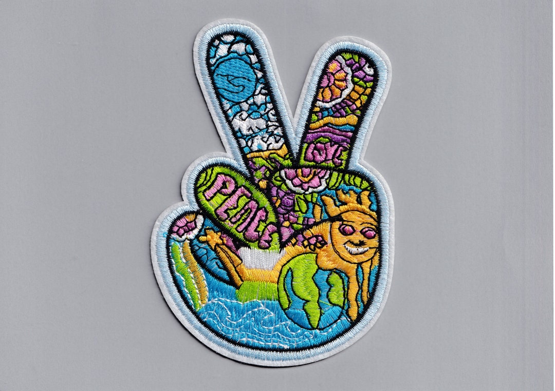 Large Vibrant Hippy Peace Sign Patch Applique V Sign Sixties Hippy - Etsy