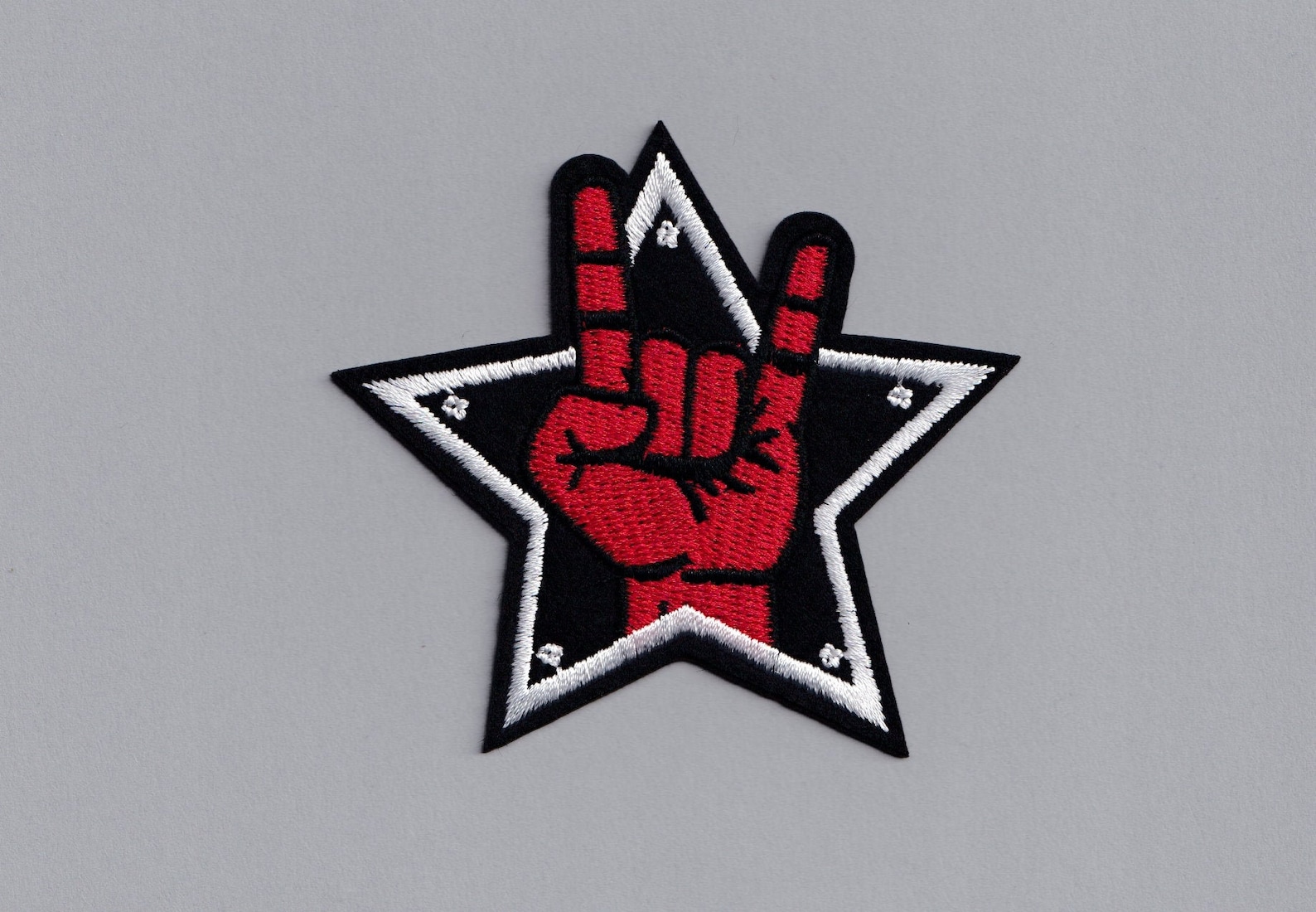 Sign of the Horn Rock Hand Embroidered Patch Iron on Sew on Heavy Metal ...