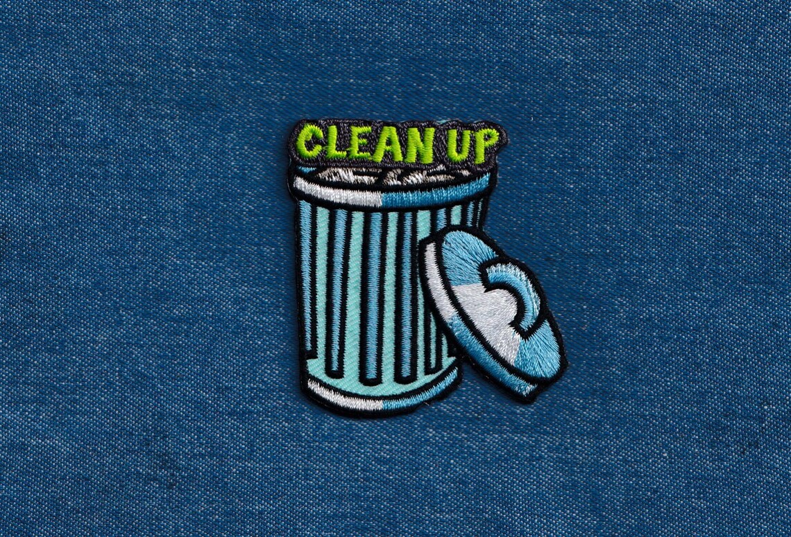 Embroidered Iron-on 'clean Up' Patch Applique Litter Picking Cleanup ...