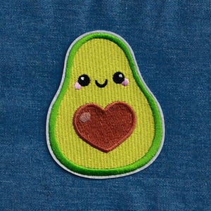 Happy Avocado Patch Applique Large Embroidered Iron-on Cute Avocado ...