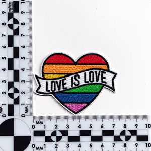 Love is Love Embroidered Patch Iron on Gay Pride LGBTQ Rainbow Heart Applique Badge - Etsy