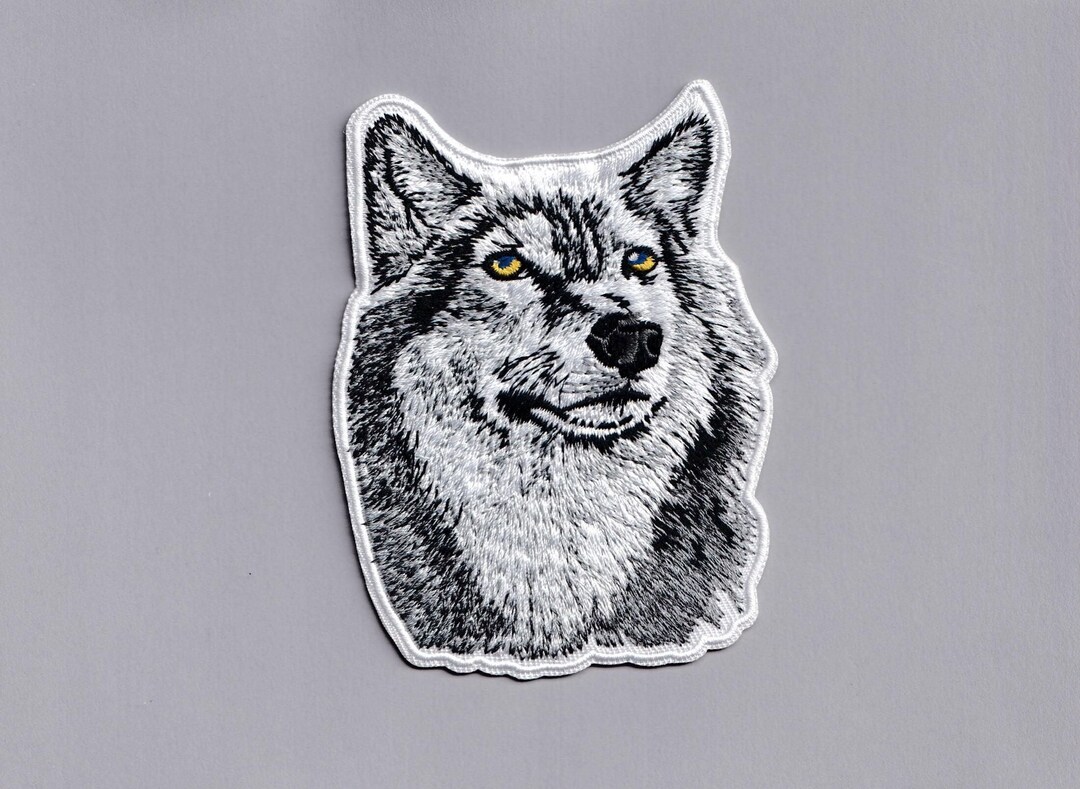 Large Grey Wolf Patch Iron-on Embroidered Wolf Applique Patches - Etsy
