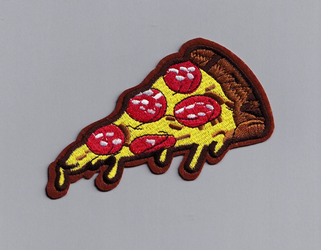 Embroidered Iron-on Pepperoni Pizza Patches - Small or Large (select ...