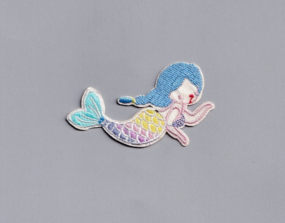 Kids Cute Mermaid Patch Applique Iron on Embroidered Blue Mermaid Patch - Etsy