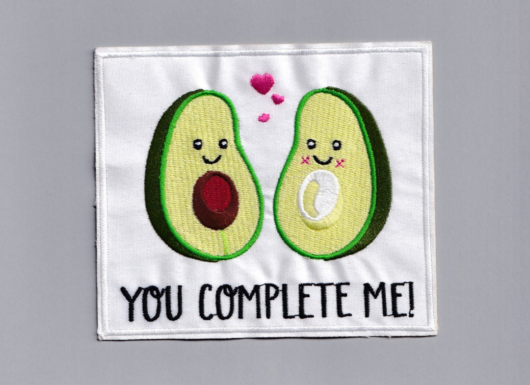 Large 'you Complete Me' Avocado Patch Iron-on Embroidered Love Couple ...