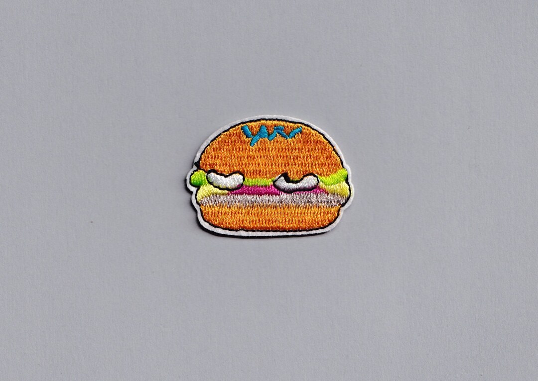 Embroidered Iron-on Burger Patch Applique Hamburger Cheeseburger Fast ...