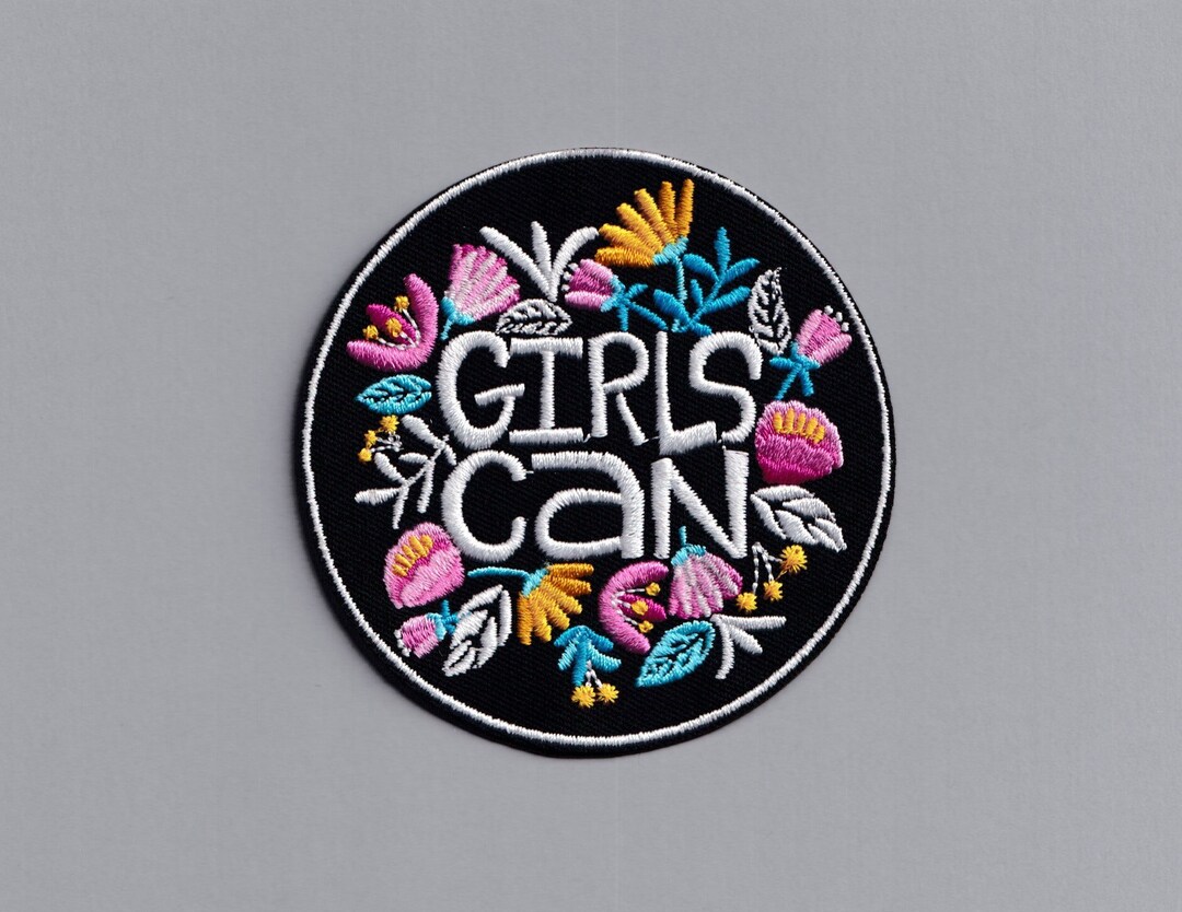 Colourful 'girls Can' Flower Patch Applique Feminist Patches - Etsy