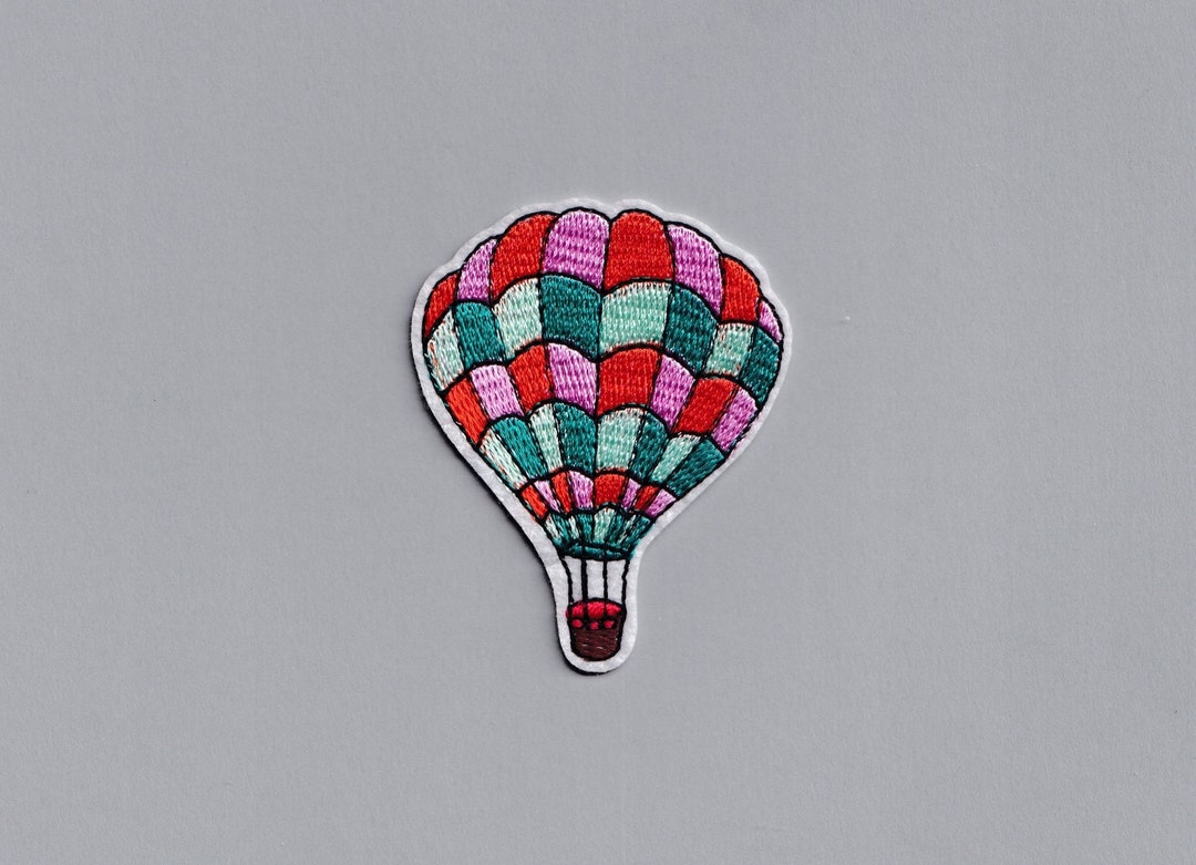 Colourful Hot Air Balloon Patch Applique Embroidered Iron on or Sew on ...