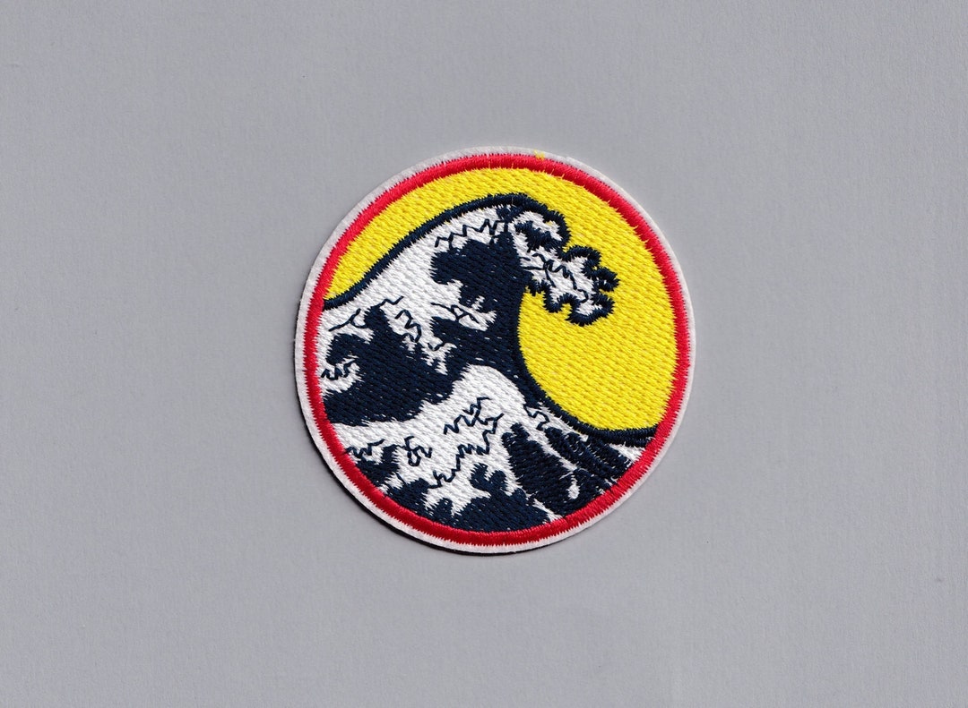 Embroidered Round Great Wave Patch Japan Hokusai Ukiyo-e Art Patch ...