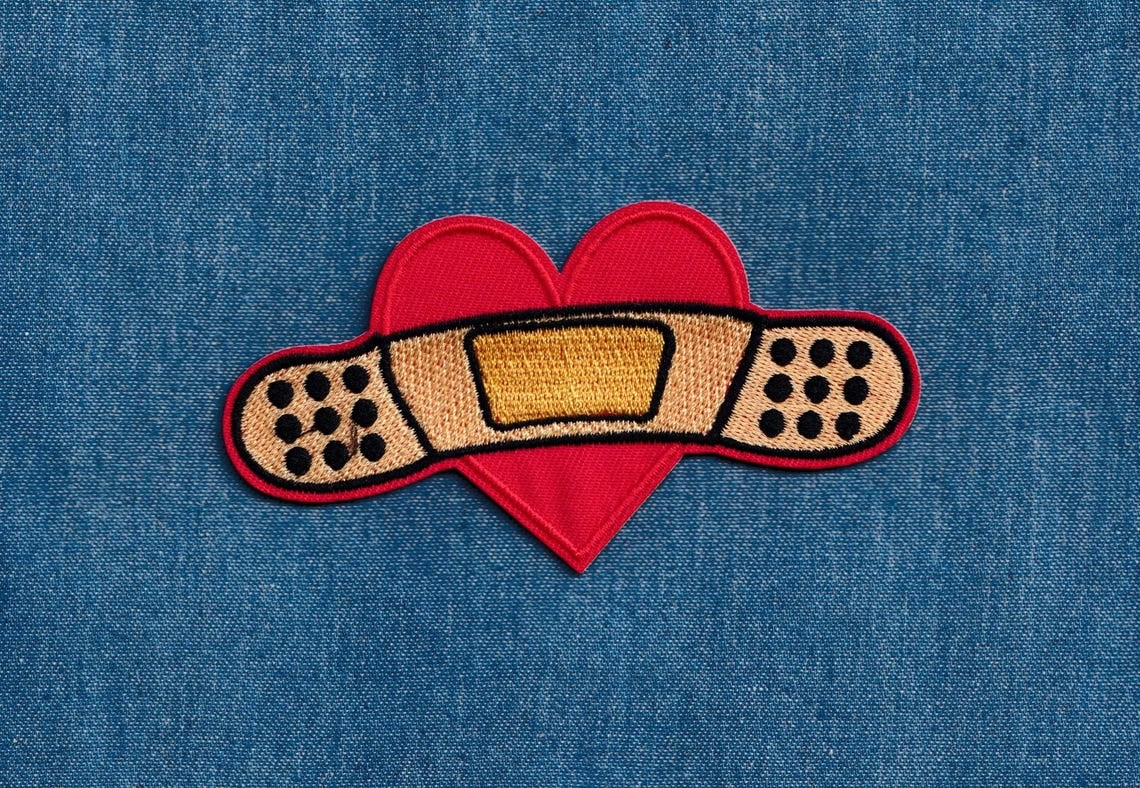 Broken Heart Patch Iron-on Embroidered Mended Heart Patches - Etsy