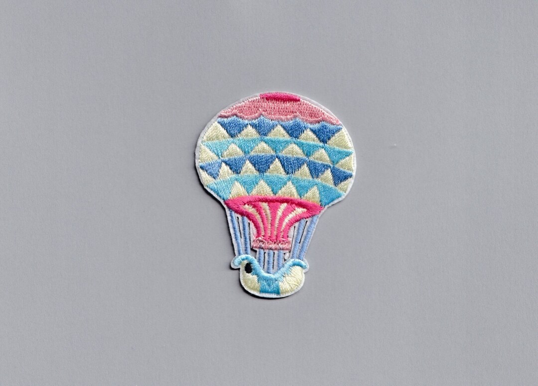 Hot Air Balloon Patch Applique Embroidered Iron on or Sew on Patch Pink ...
