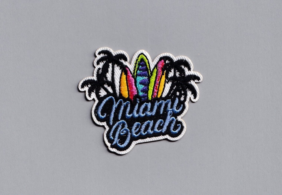 Embroidered Iron-on Miami Beach Patch Applique Travel Backpacking ...
