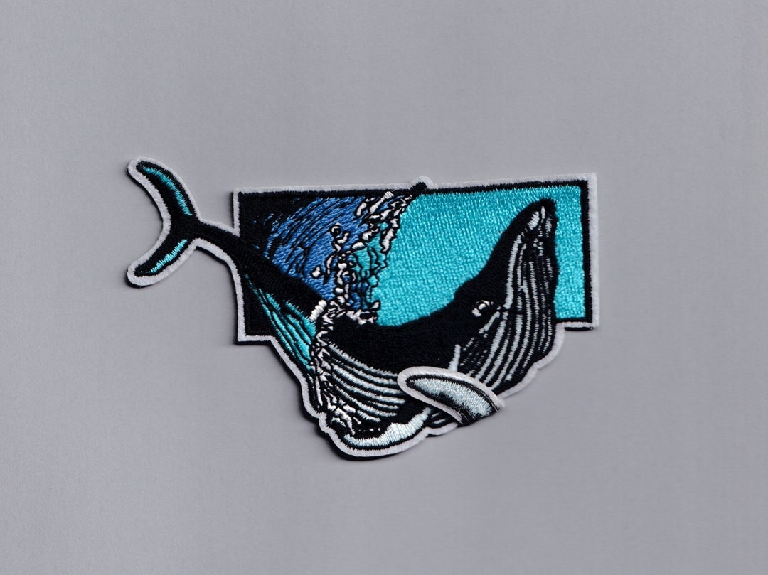 Large Embroidered Iron-on Whale Patch Applique Ocean Blue Whale Patches - Etsy