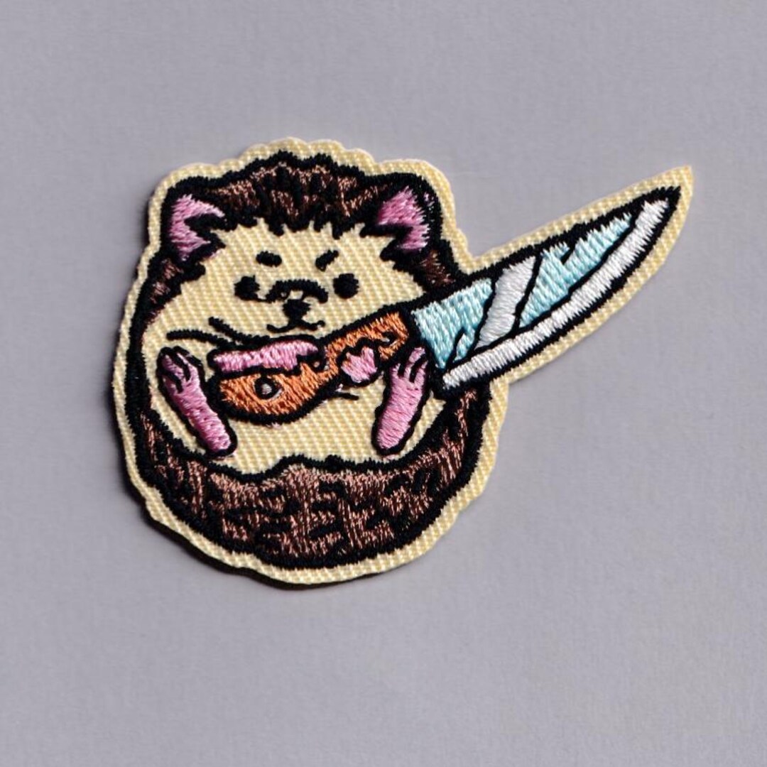 Angry Hedgehog Patch Iron-on Embroidered Killer Hedgehog Knife Patches ...