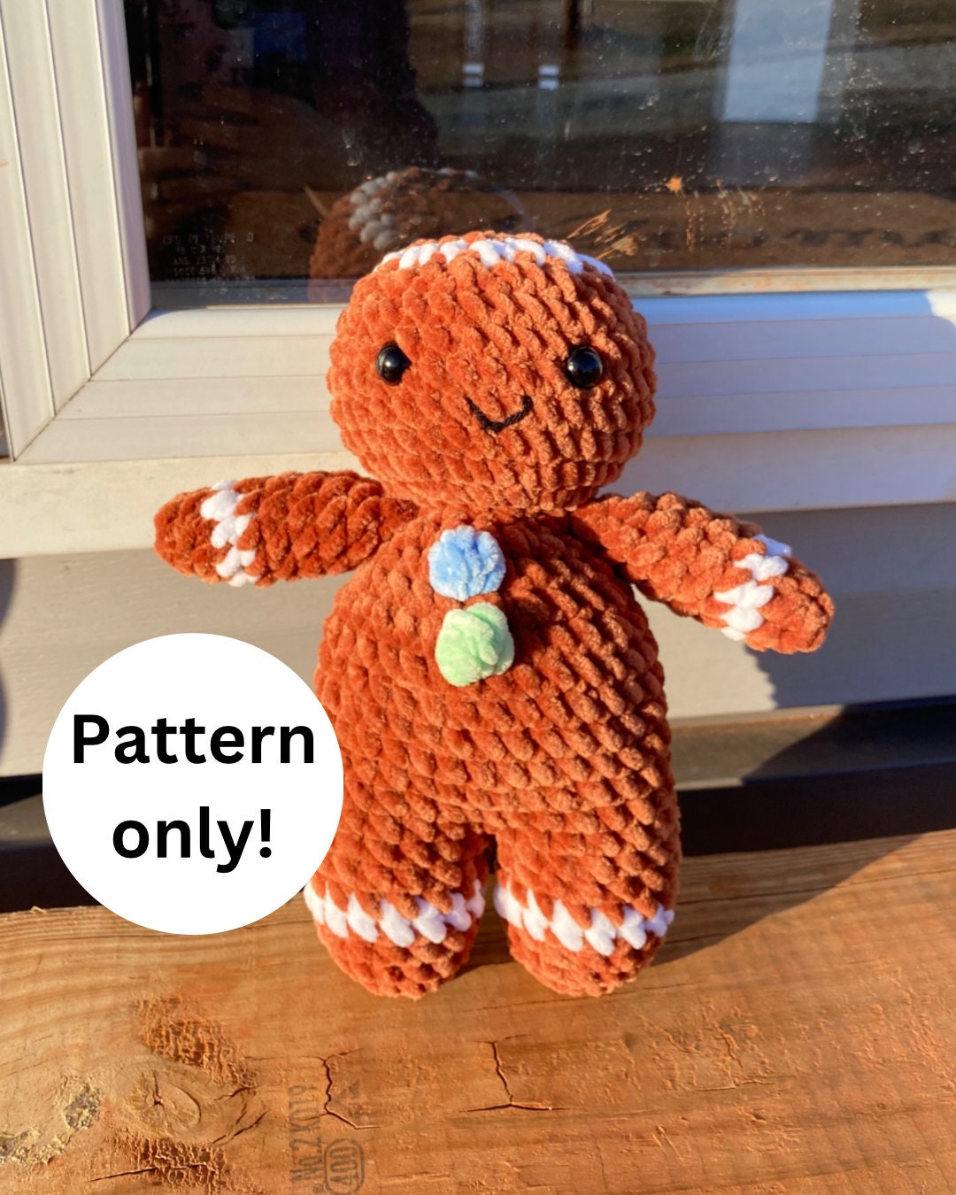 LOW SEW Gingerbread Man Crochet Pattern | Amigurumi, Holiday, Winter ...