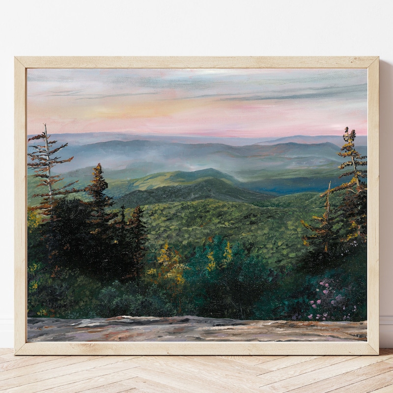 Blue Ridge Landscape Art Pink - Etsy