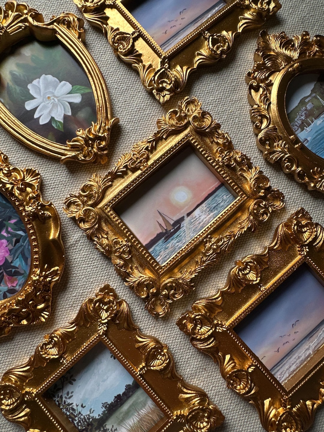 Vintage Inspired Gold Framed Fridge Magnets, Kitchen Decor - Etsy