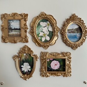 Vintage Inspired Framed Magnets / Fridge Magnets / Kitchen Decor / Gold ...