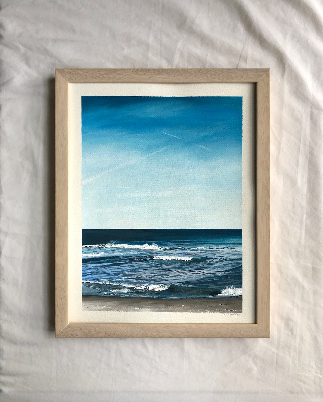 11x14 Original Gouache Painting / Ocean Waves / Crashing Waves / Beach ...