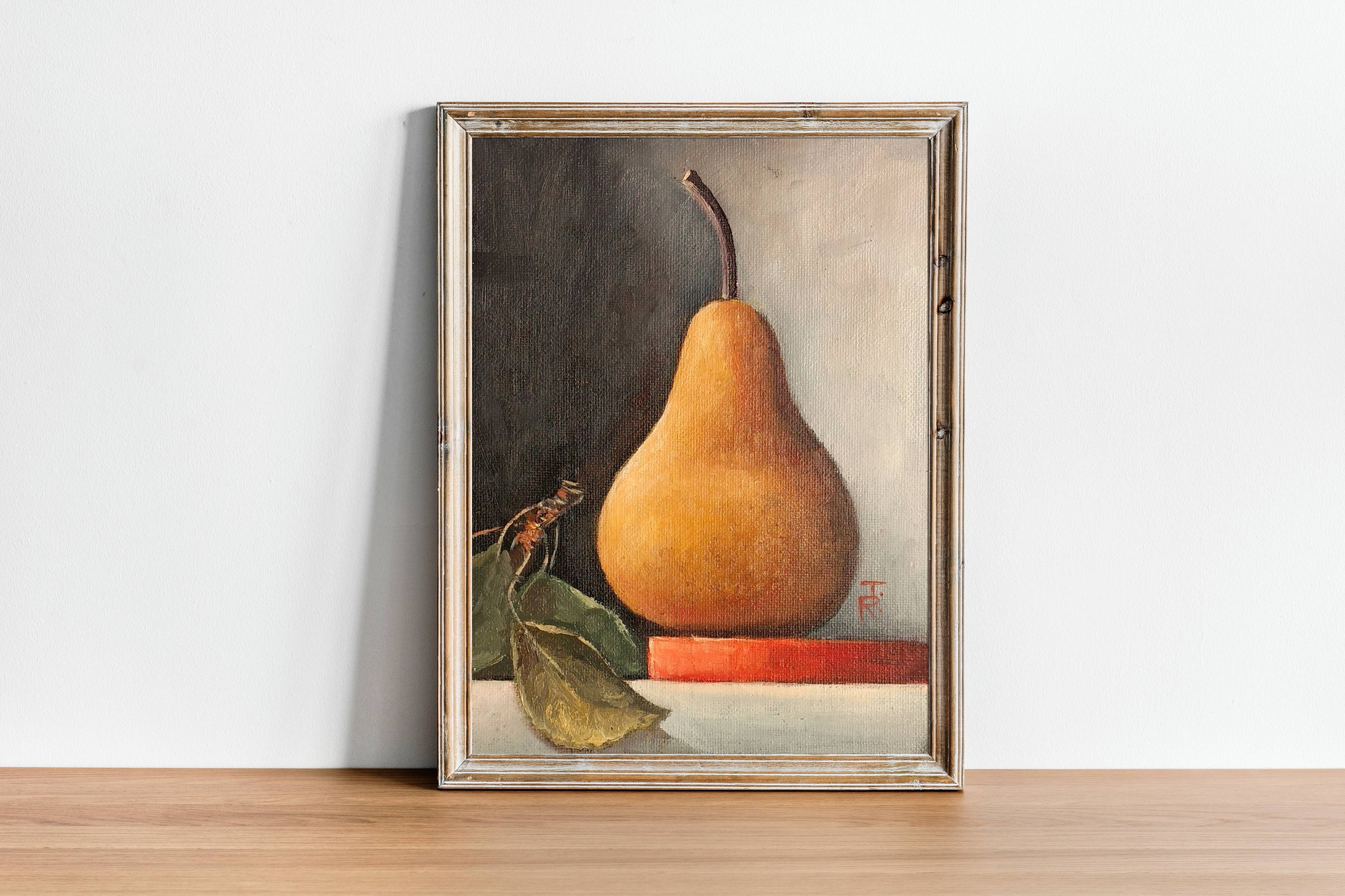 Pear Still Life Painting Fruit Oil Painting 8 X 6 Small Vintage ...
