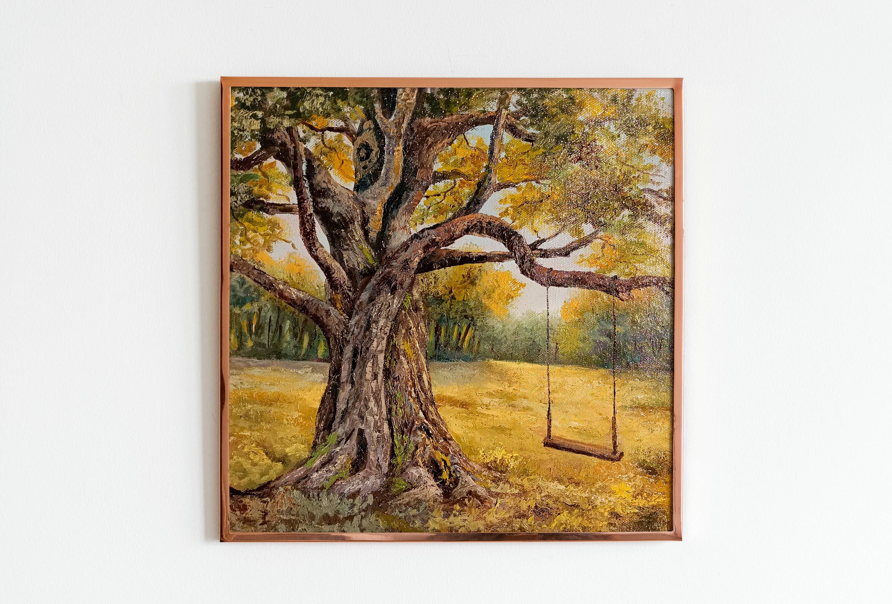 Oak Tree Painting on Canvas Forest Wall Art Oil Painting Original Art ...