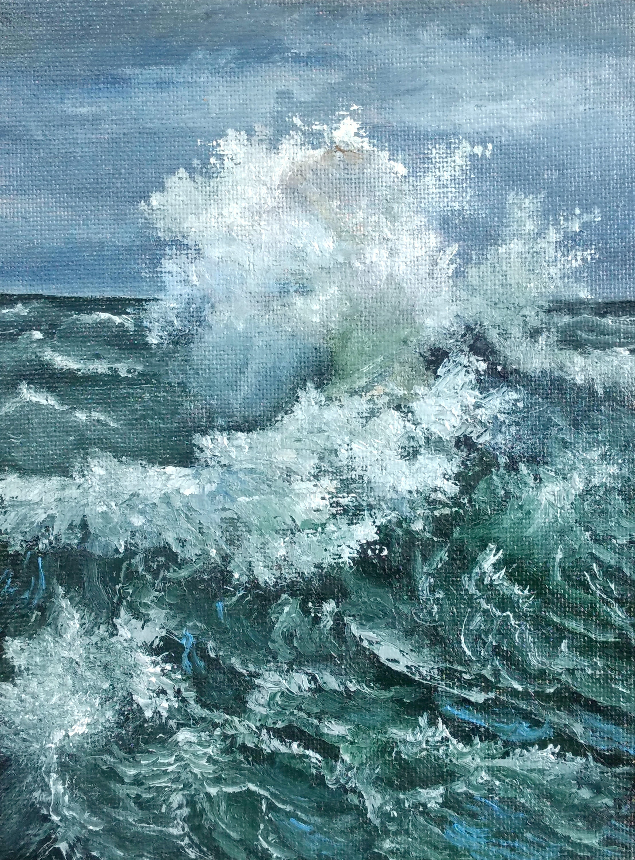 Waves Wall Art Oil Ocean Painting Original Beach Wall Art Miniature ...