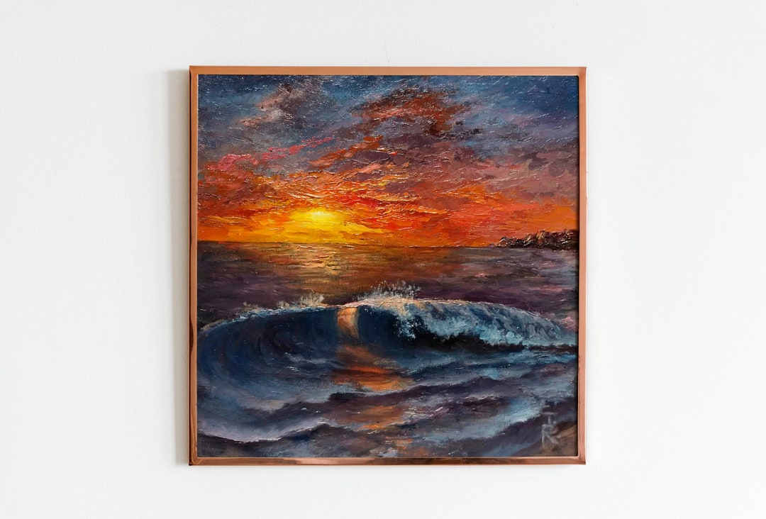 Oil Painting Original Art Sunset Painting Ocean Wall Art - Etsy