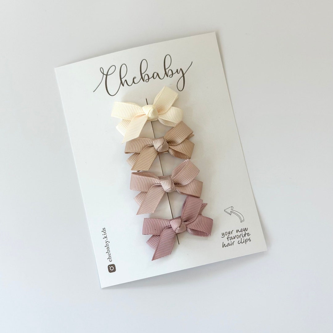 NEW! Bow Hair Clips | Set of 4 Snap Clips, Baby Hair Clip, Toddler Bow ...