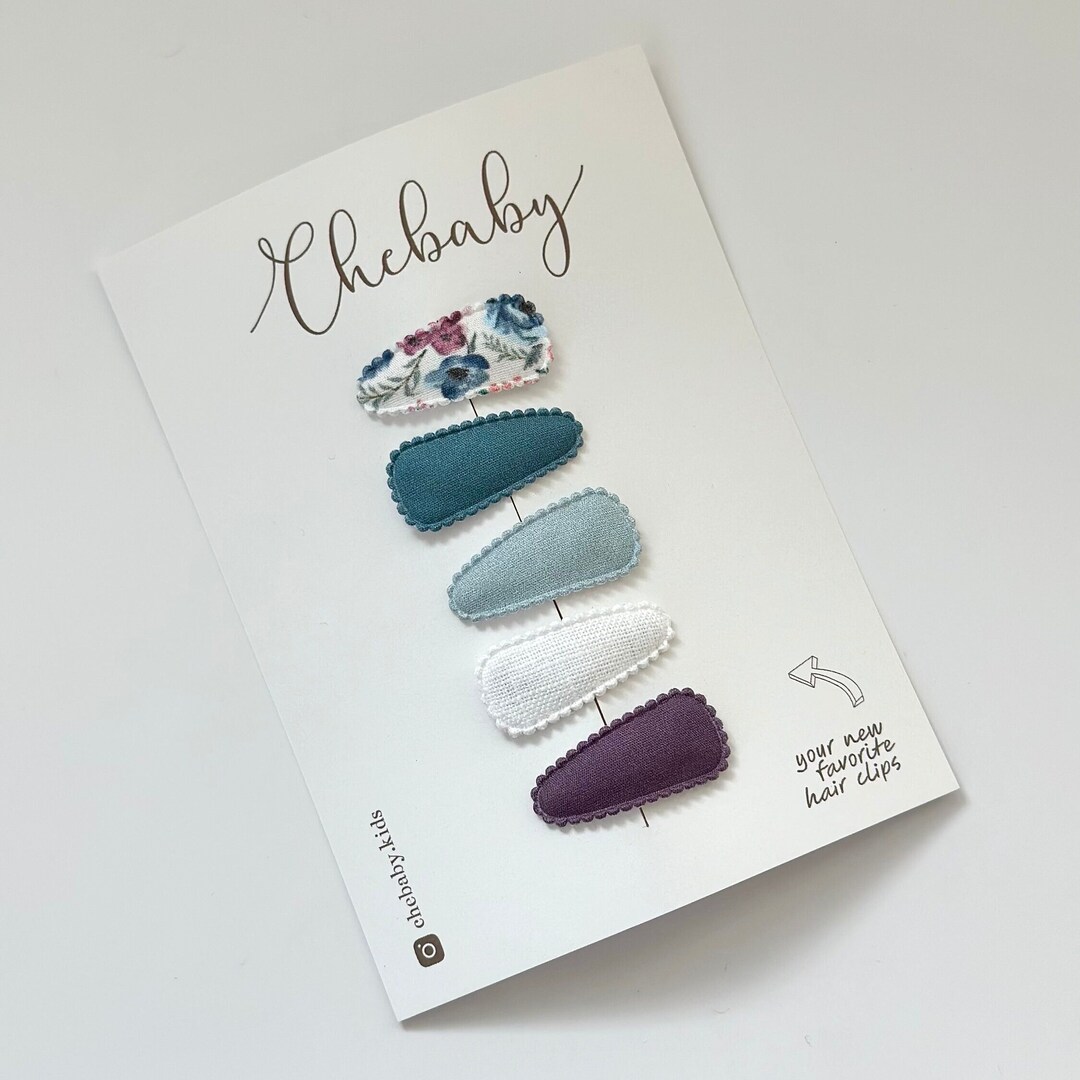 Mini Fabric Snap Clips Set of 5, Newborn Hair Clips, Baby Hair Clips ...